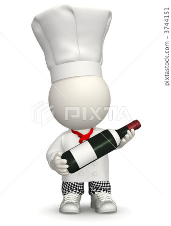3D Chef with wine - Stock Illustration [3744151] - PIXTA