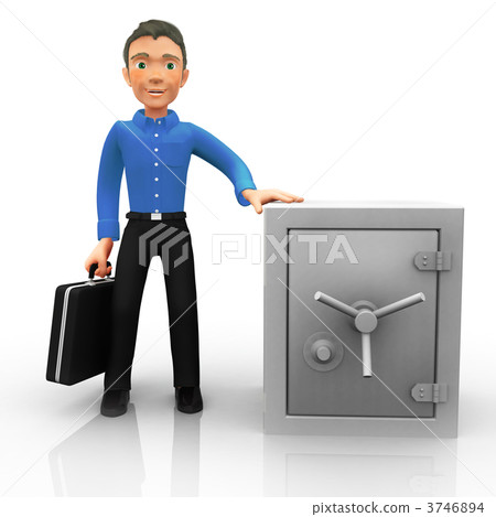 3D Business man with a safe box - Stock Illustration [3746894] - PIXTA