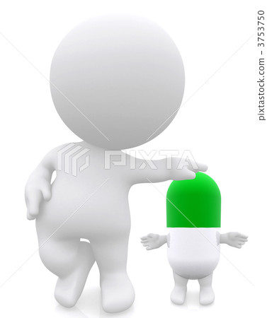 3d man and pill - Stock Illustration [3753750] - PIXTA