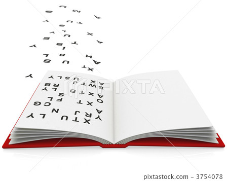 Open book with fonts flying around - Stock Illustration [3754078] - PIXTA