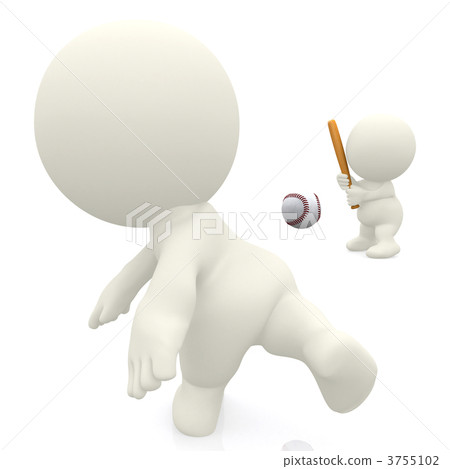 3D men throwing and hitting baseball ball - Stock Illustration [3755102 ...