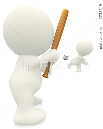 3D men throwing and hitting baseball ball - Stock Illustration [3758249 ...