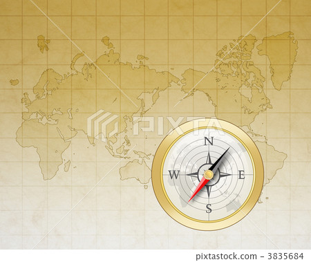 Old world map and compass - Stock Illustration [3835684] - PIXTA