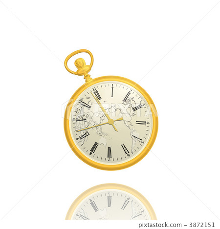 Gold world clock / pocket watch - Stock Illustration [3872151] - PIXTA