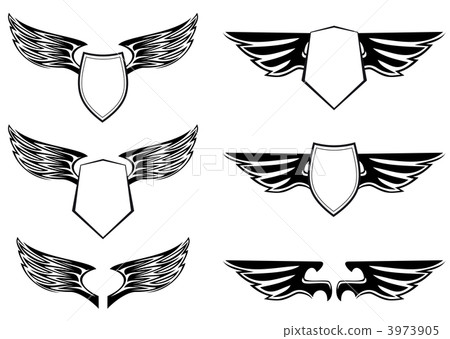 Heraldic wings with shields - Stock Illustration [3973905] - PIXTA
