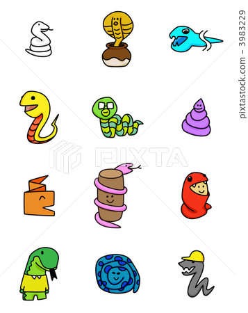 12 kinds of characters of a snake motif - Stock Illustration [3983229 ...