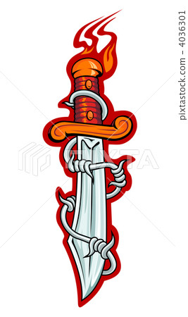 Dagger with barbed wire - Stock Illustration [4036301] - PIXTA