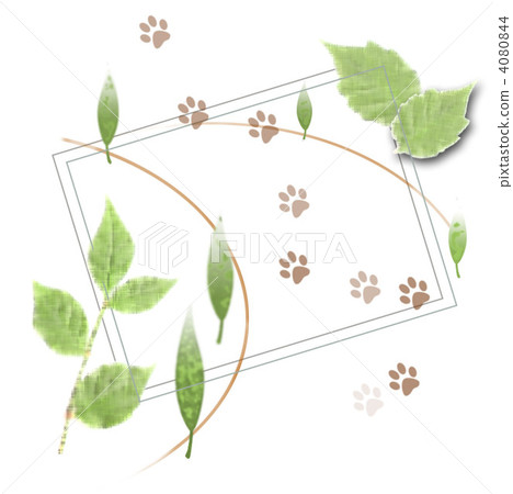 dog paw prints, foliage, leaf - Stock Illustration [4080844] - PIXTA