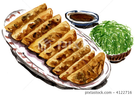 pan-fried pot sticker, chinese food, dim sum - Stock Illustration ...