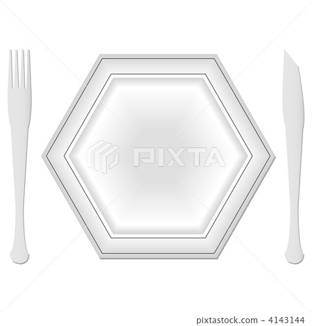 hexagonal plate and dishes - Stock Illustration [4143144] - PIXTA