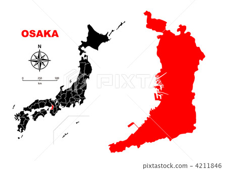 Osaka - Prefecture - Map - Stock Illustration [4211846] - PIXTA