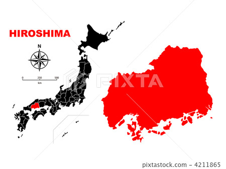 Hiroshima Prefecture - Map - Stock Illustration [4211865] - PIXTA