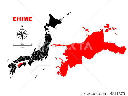 Ehime Prefecture - Map - Stock Illustration [4211873] - PIXTA