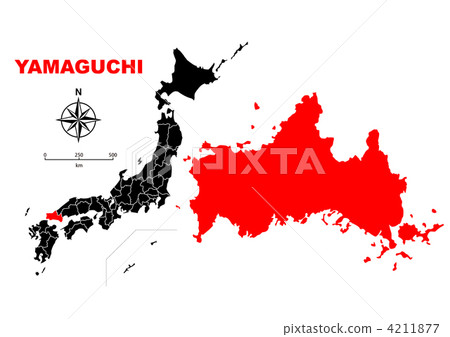 Yamaguchi Prefecture - Map - Stock Illustration [4211877] - PIXTA