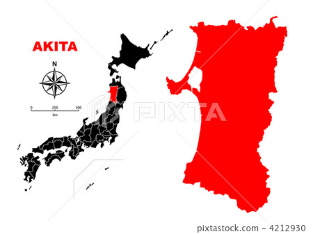 Akita Prefecture - Map - Stock Illustration [4212930] - PIXTA