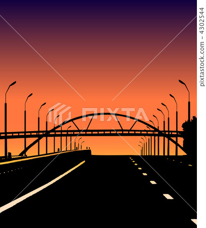 evening road background - Stock Illustration [4302544] - PIXTA