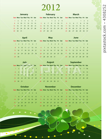 clover, calendar, ornament - Stock Illustration [4308252] - PIXTA