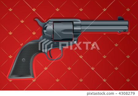 Vector illustration of a gun on red background - Stock Illustration ...