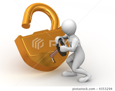 Man with lock - Stock Illustration [4353294] - PIXTA
