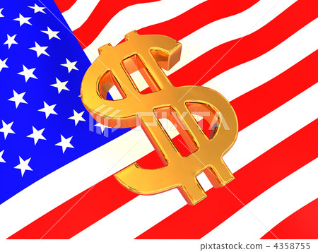 Sign of USD on American flag - Stock Illustration [4358755] - PIXTA