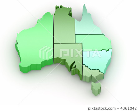 Three-dimensional map of Australia on white...-插圖素材 [4361042] - PIXTA圖庫