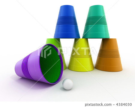 Pyramid from inverted plastic cups on isolated... - Stock Illustration ...