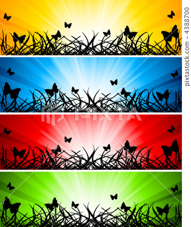 Vector set of four banners - Stock Illustration [4388700] - PIXTA