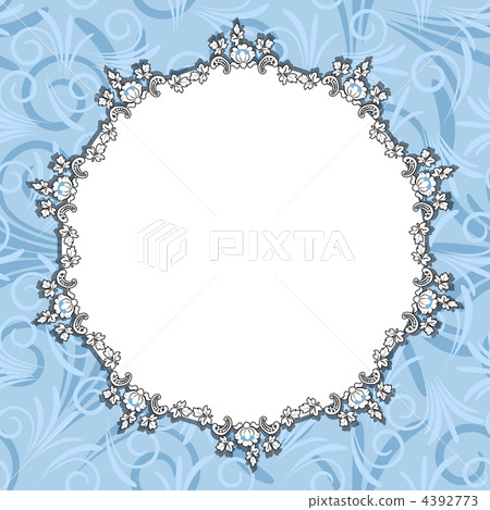 Round blue floral frame - Stock Illustration [4392773] - PIXTA