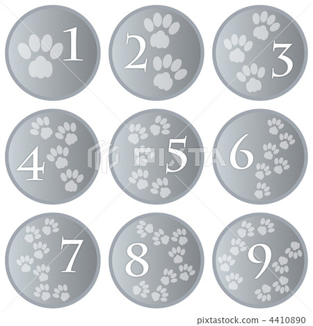 Paw numbering · silver (flat) - Stock Illustration [4410890] - PIXTA