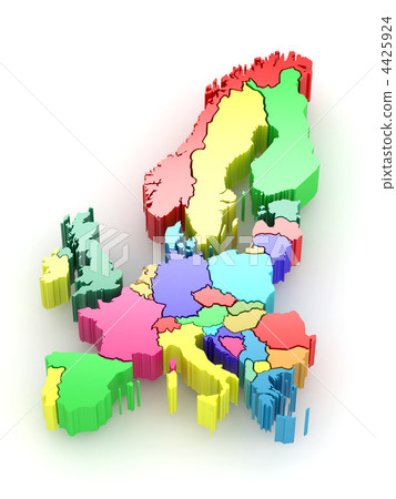 Three-dimensional map of Europe. 3d - Stock Illustration [4425924] - PIXTA
