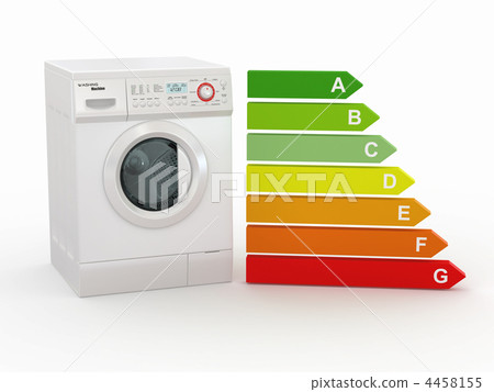 Washing machine and scale of energy efficiency - Stock Illustration ...