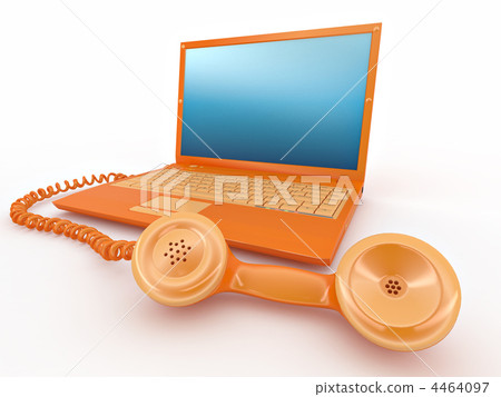 Laptop with old-fashioned phone reciever - Stock Illustration [4464097 ...