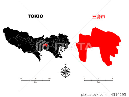 Mitaka City - Tokyo Map - Stock Illustration [4514295] - PIXTA
