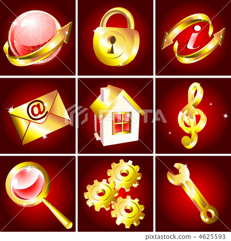 Set of golden web icons - Stock Illustration [4625593] - PIXTA