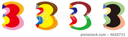 Colorful number 3 - Stock Illustration [4688733] - PIXTA