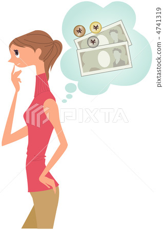 A woman thinking about money - Stock Illustration [4741319] - PIXTA