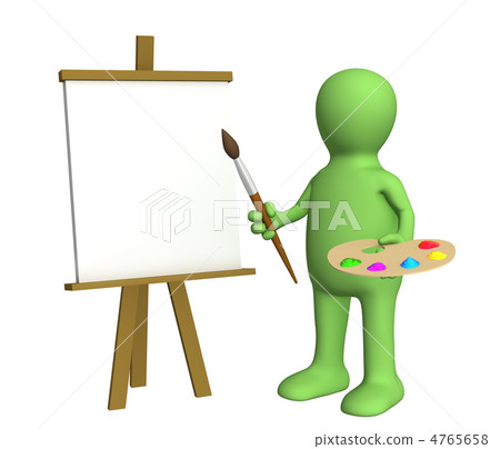 Artist puppet with a brush and paints - Stock Illustration [4765658 ...