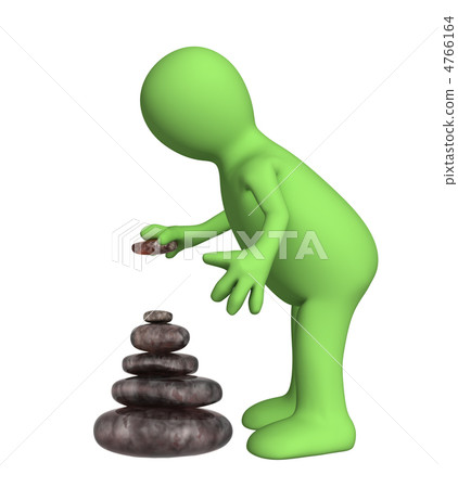 3d puppet, building a pyramid from stones - Stock Illustration [4766164 ...