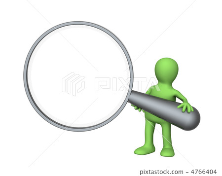 3d puppet, holding big magnifier - Stock Illustration [4766404] - PIXTA