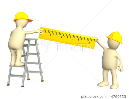 3d puppets - builders with ruler - Stock Illustration [4769553] - PIXTA