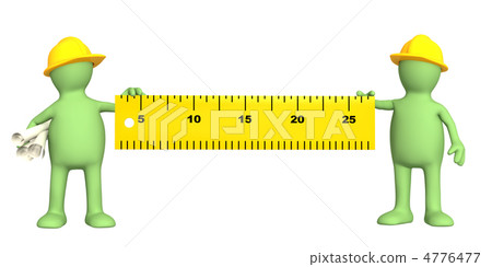 3d puppets - builders with ruler - Stock Illustration [4776477] - PIXTA
