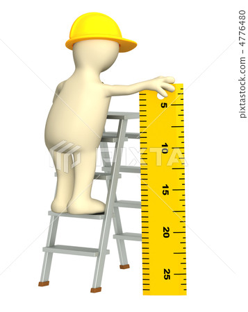 3d puppet - builder with ruler - Stock Illustration [4776480] - PIXTA