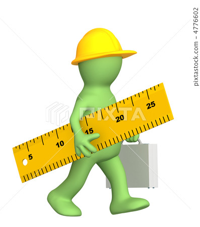 3d puppet - builder with ruler - Stock Illustration [4776602] - PIXTA
