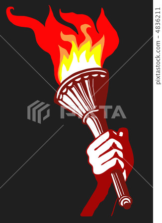vector drawing of the torchlight in hand of the... - Stock Illustration ...