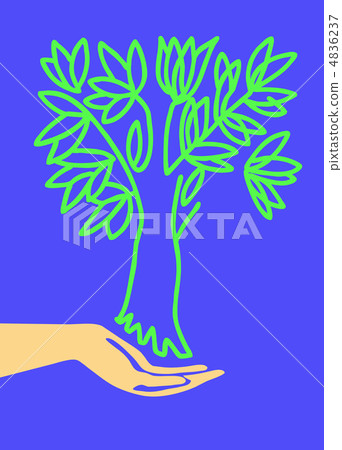 vector drawing of the hand holding tree - Stock Illustration [4836237 ...