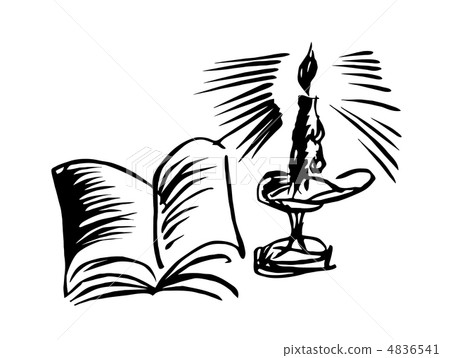 vector candle with book on black background - Stock Illustration ...