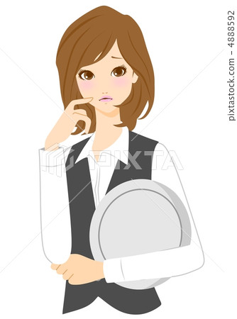 Worry waitress - Stock Illustration [4888592] - PIXTA