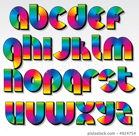 Retro Rainbow Font - Stock Illustration [4924754] - PIXTA