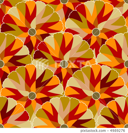 Abstract Orange Red Floral Seamless Pattern - Stock Illustration ...