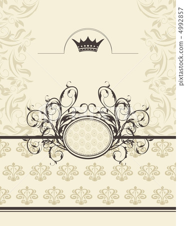 vintage background with floral frame and crown - Stock Illustration ...